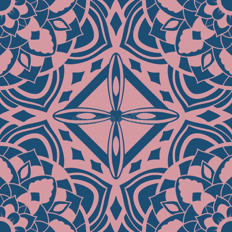 Floral Symmetric Mandala Style, Seamless Pattern Background with ...