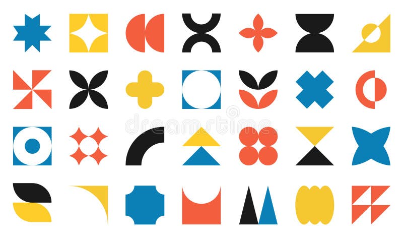 Set of Color Bauhaus Shapes Bauhaus Pattern Stock Vector - Illustration ...