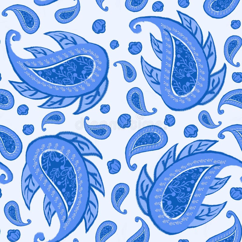 Floral Paisley Pattern Including Repeated Tiny Elements of Flower, Hand ...