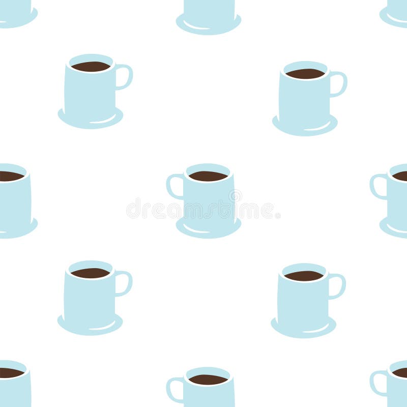 Hand Drawn Coffee Mug Seamless Pattern Stock Vector - Illustration of backdrop, background ...