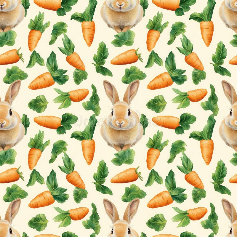 Seamless Pattern with Rabbits and Carrots. Stock Illustration ...
