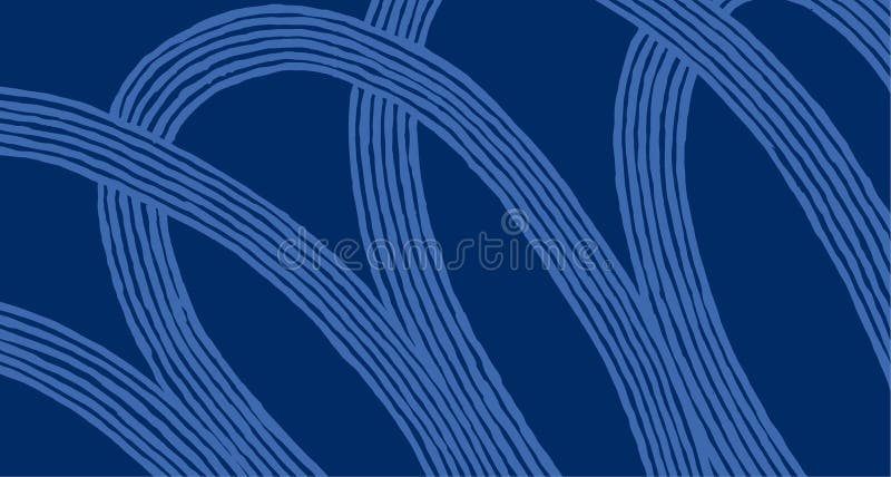Abstract Curvy Stripes Brush Lines Pattern in Blue Stock Vector ...