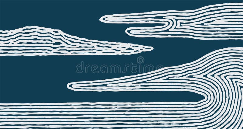 Hand Drawn Brush Lines Abstract Landscape Background Stock Vector ...