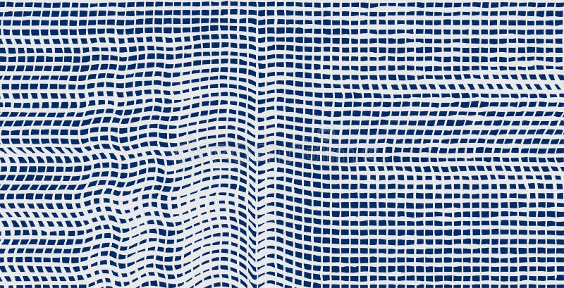 Hand Drawn Brush Lines Wavy Grid Pattern in Indigo and White Stock ...