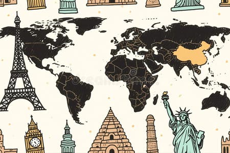 Landmarks Doodle Pattern Stock Illustrations – 247 Landmarks Doodle ...