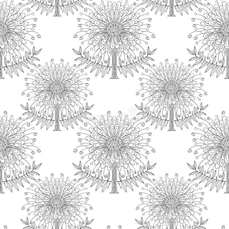 Pattern of Abstract Contour Flowers Stock Illustration - Illustration ...