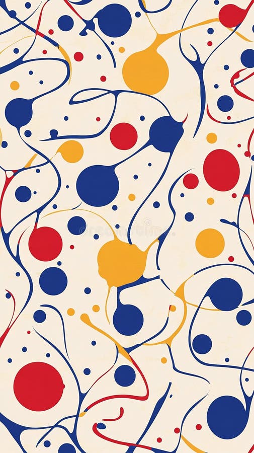 Pattern of Abstract Geometric Lines and Dots in Bold Primary Colors ...