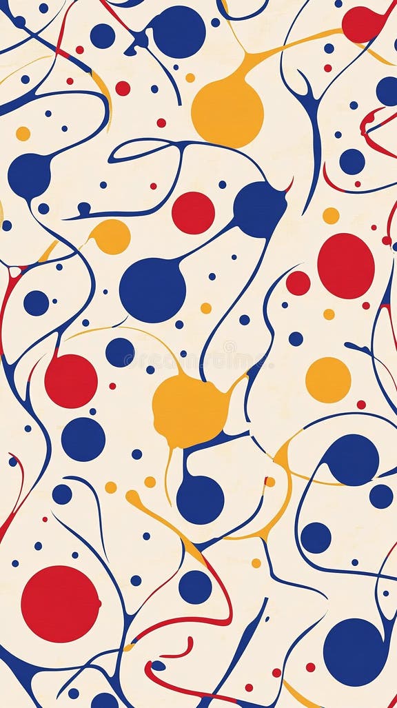 Pattern of Abstract Geometric Lines and Dots in Bold Primary Colors ...
