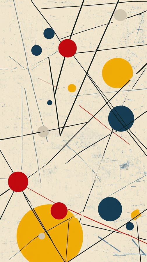 Pattern of Abstract Geometric Lines and Dots in Bold Primary Colors ...