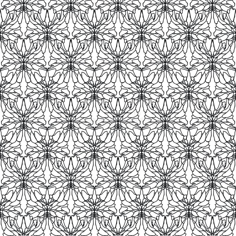 Pattern of Black Graphic Floral Motifs on a White Background Stock ...