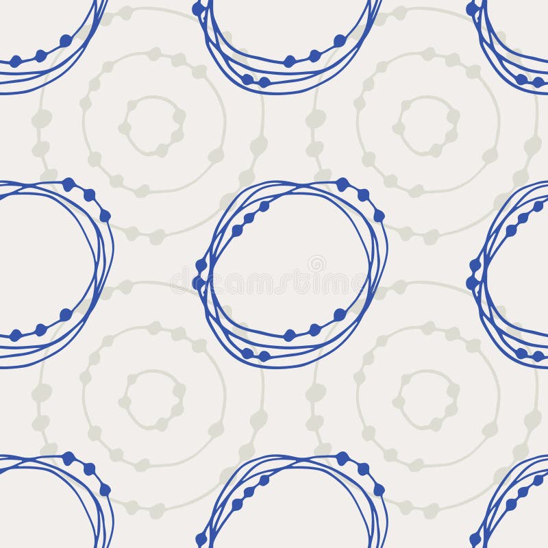 Pattern Abstract Hand Drawn Doodle Circles and Round Shapes Blue and ...