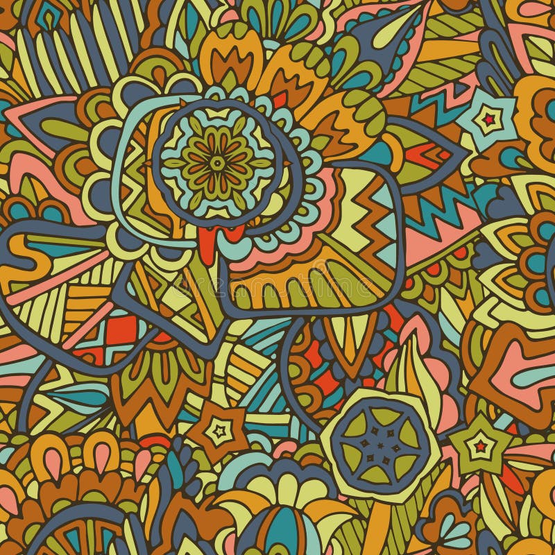 Pattern Abstract Surface Design with Colorful Doodle Ornament. Stock ...