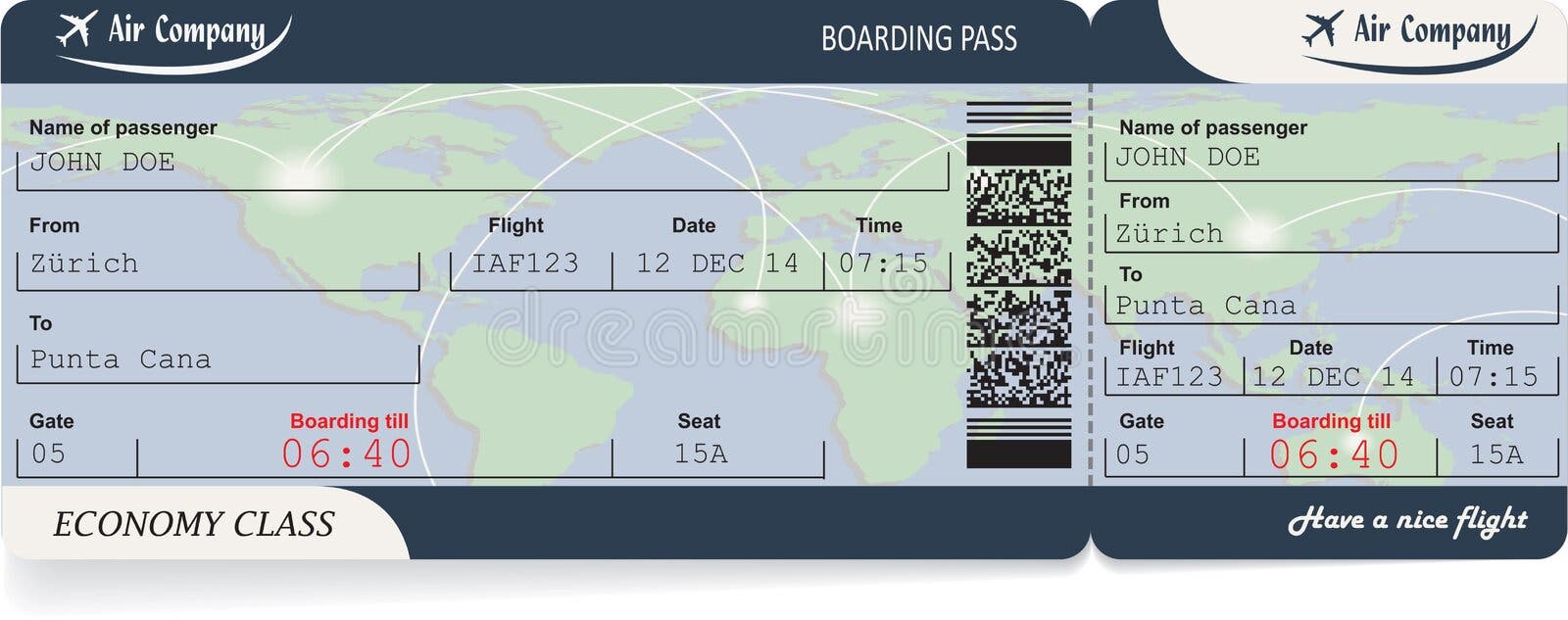 Pattern of a Boarding Pass or Air Ticket Stock Vector - Illustration of ...