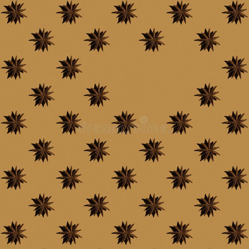 Pattern from Anise Stars with Copy Space on Beige Background Stock ...