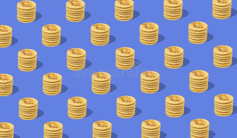 Pattern with Arepa Made from Cornmeal on a Blue Background Stock Image ...