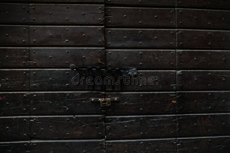Pattern of the Authentic Aged Wooden Dark Door Stock Photo - Image of ...