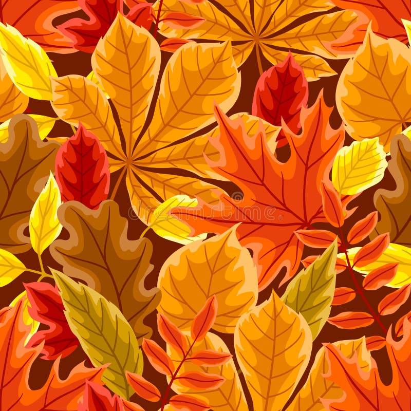Pattern with Autumn Leaves. Background with Various Foliage Stock ...