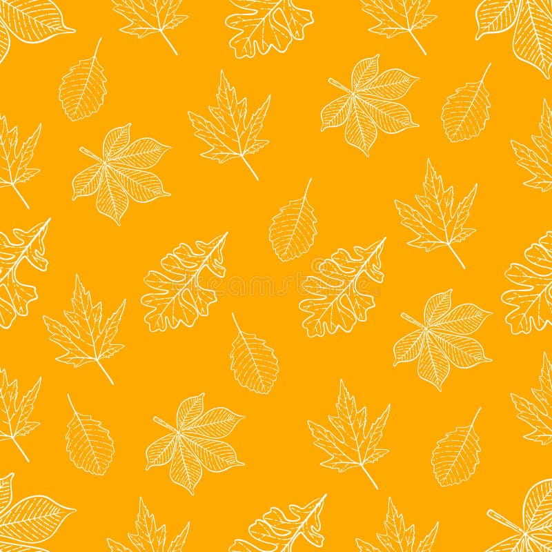 Autumn Pattern Leaves with Outline and Orange Color Stock Vector ...