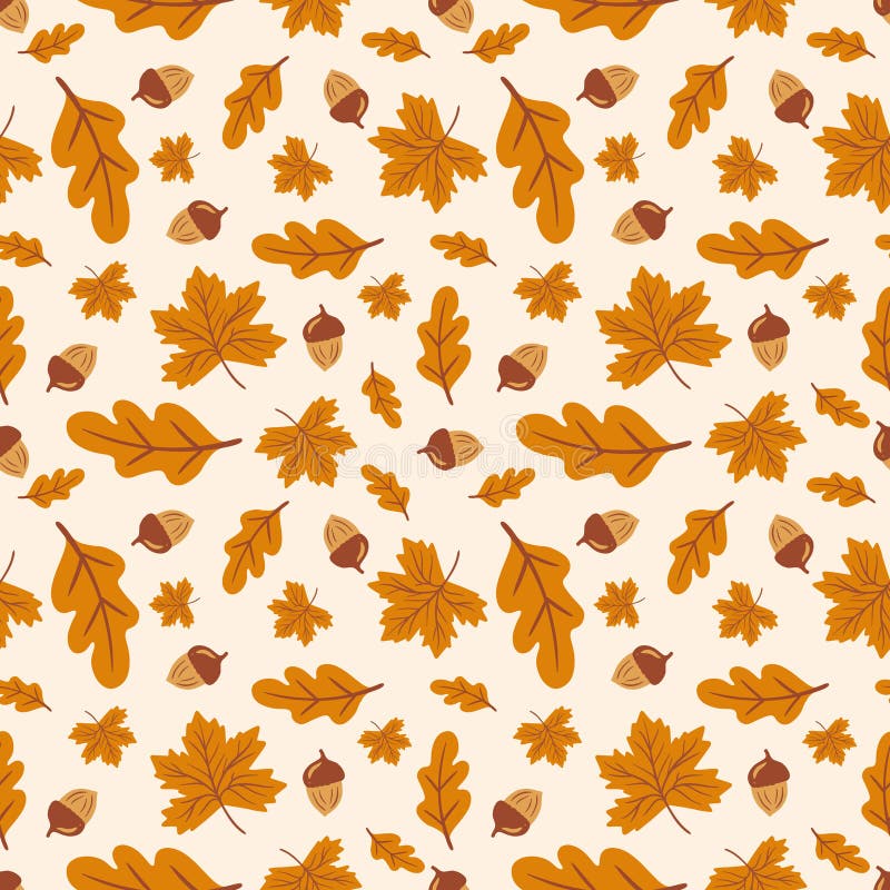 Pattern Autumn Leaves, Fall Seasonal Nature Design, Seamless Vector Background Stock Vector ...