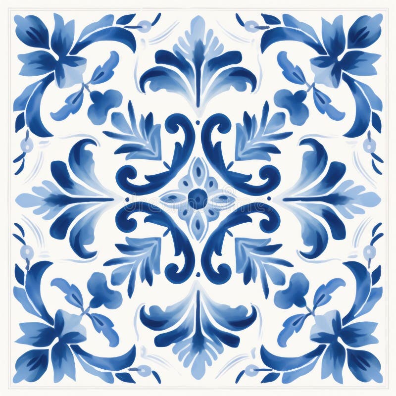 Pattern of Azulejos Tiles. Illustration Style Stock Image - Image of ...