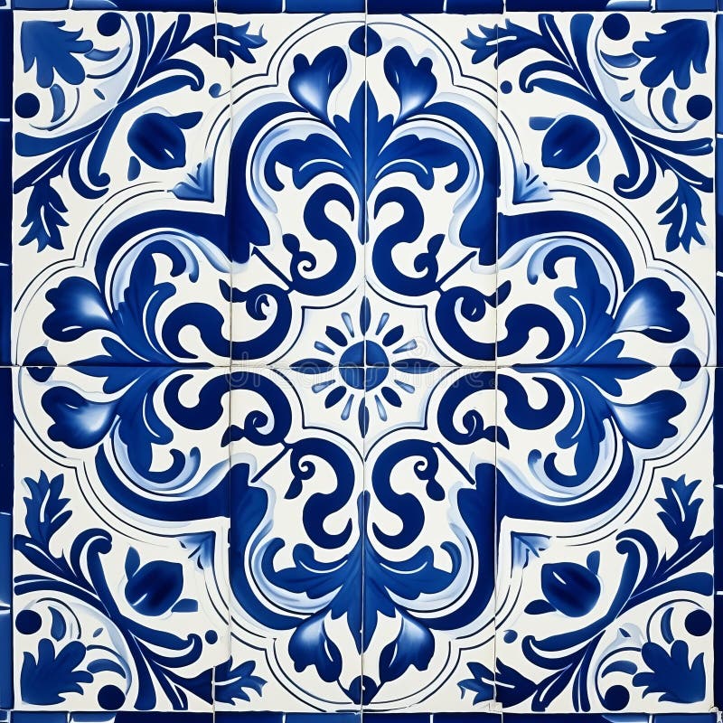 Pattern of Azulejos Tiles. Illustration Style Stock Image - Image of ...