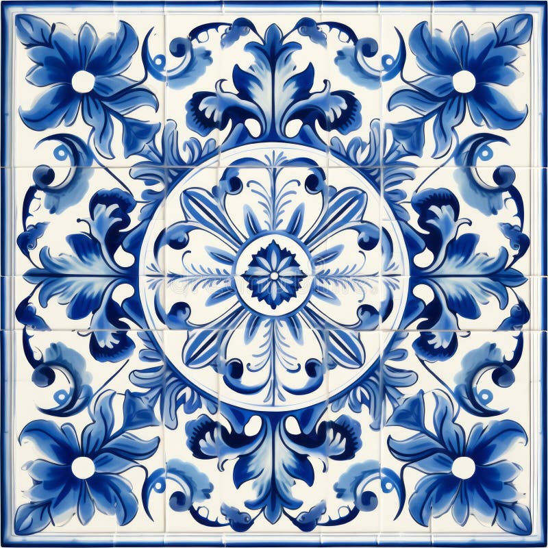 Pattern of Azulejos Tiles. Illustration Style Stock Photo - Image of ...