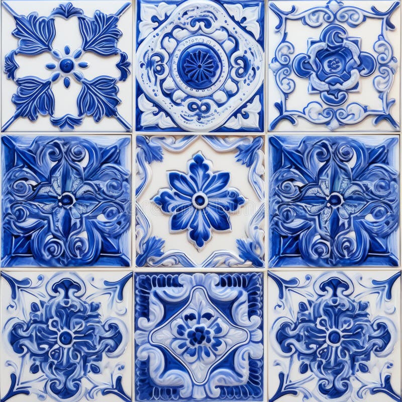 Pattern of Azulejos Tiles. Illustration Style Stock Photo - Image of ...