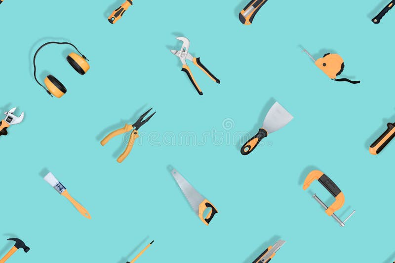 Various Construction Tools on an Isolated Background. Stock Photo ...