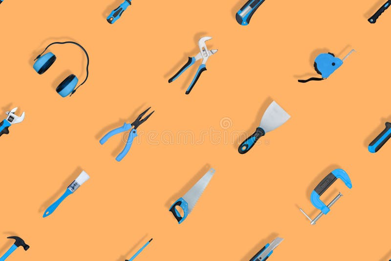 Various Construction Tools on an Isolated Background. Stock Photo ...