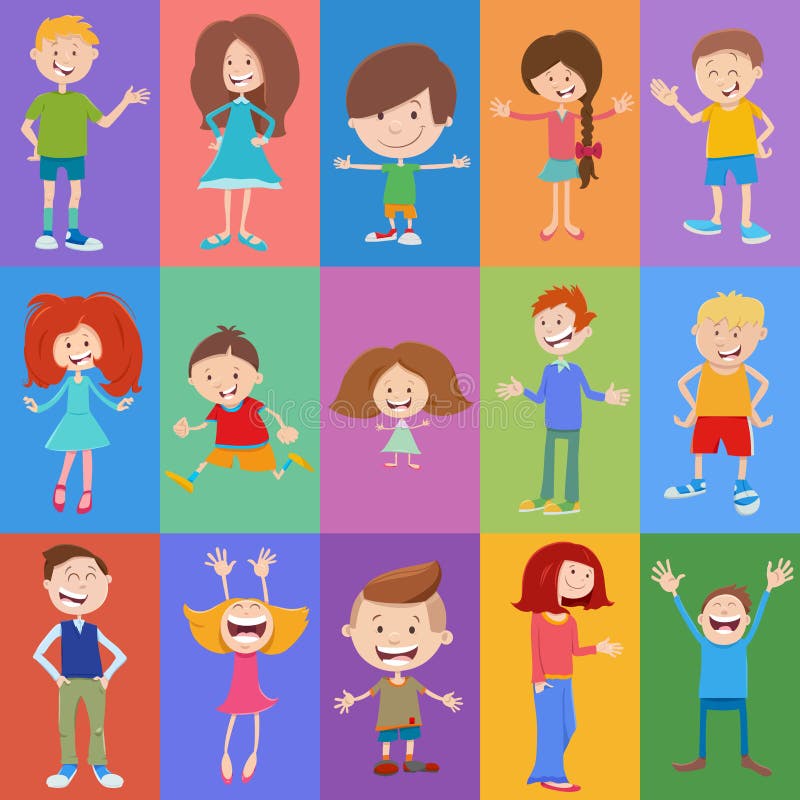 Pattern or Background Design with Cartoon Children Characters Stock ...