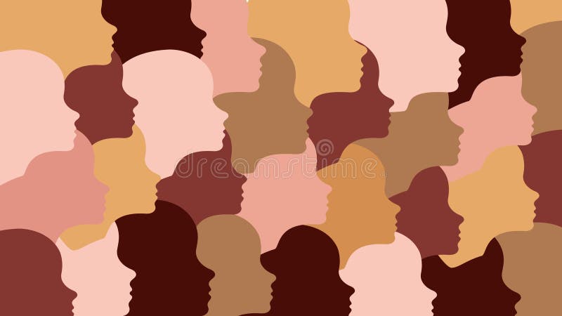 Pattern Background of Diverse Multicultural Human Faces in Profile with ...