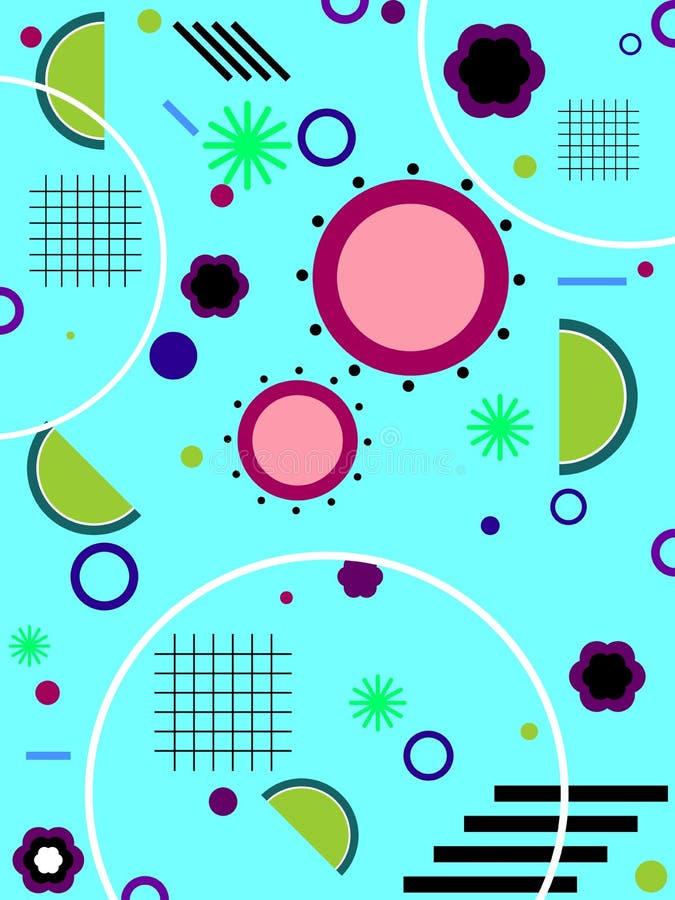Pattern Background in Flat Colorful Memphis Style.Vector Illustr Stock ...