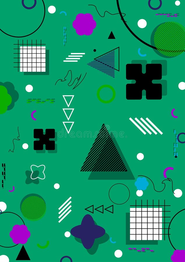 Pattern Background in Flat Colorful Memphis Style.Vector Illustr Stock ...