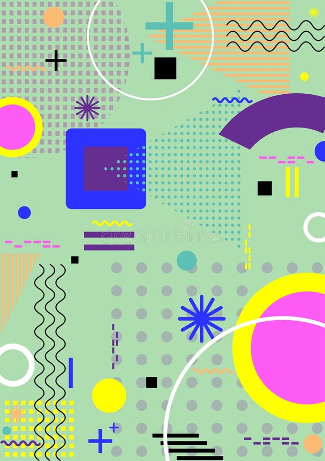 Pattern Background in Flat Colorful Memphis Style.Vector Illustration ...