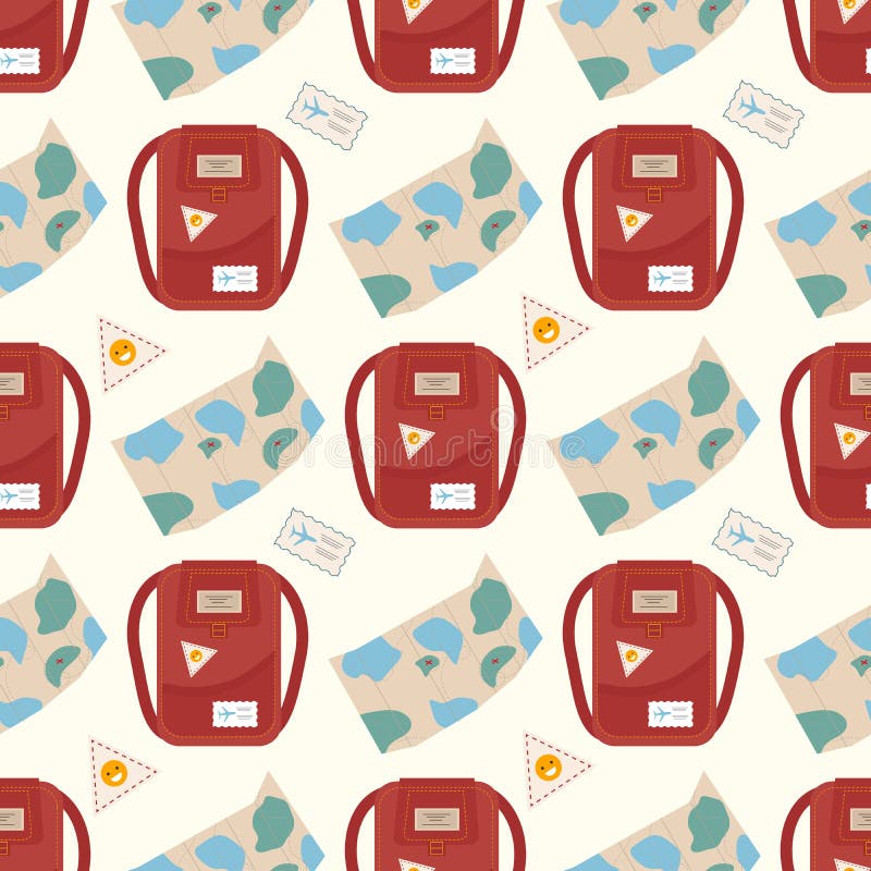 Pattern of Backpack and Map for Website Design Stock Vector ...