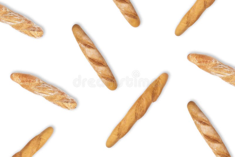 Pattern with Baguette Isolated on White Stock Image - Image of collage ...