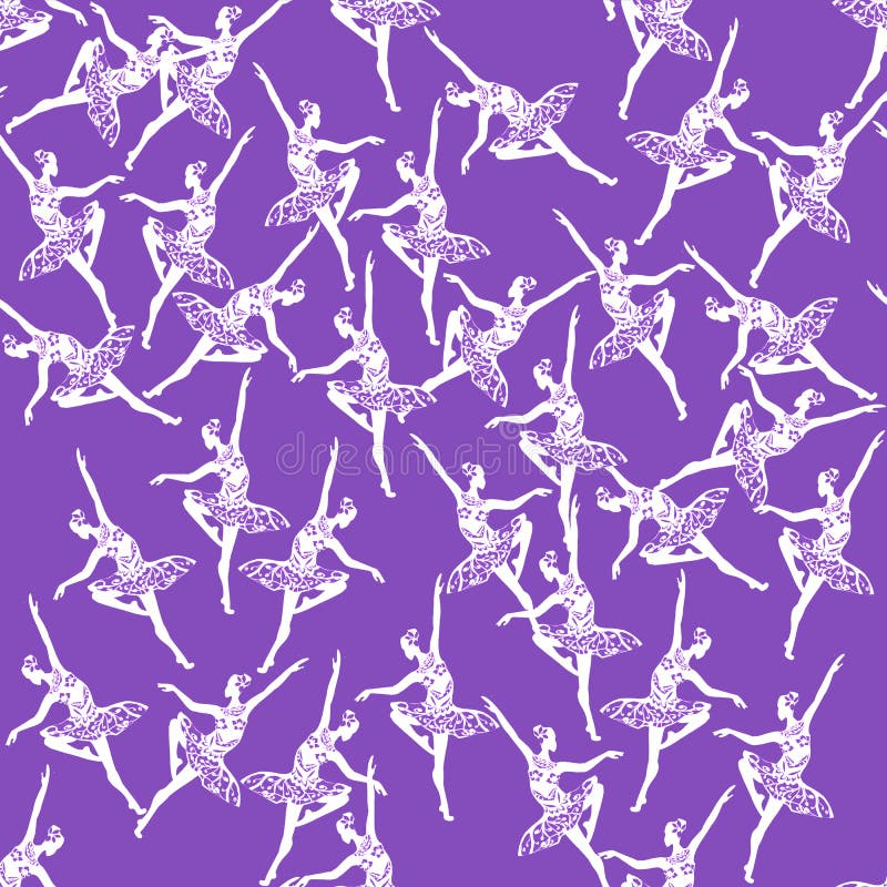 Pattern with Ballerinas. Background. Printing on Fabric on Paper ...