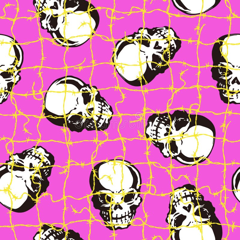 Pattern of Barbed Wire and the Skull, Stock Illustration - Illustration ...