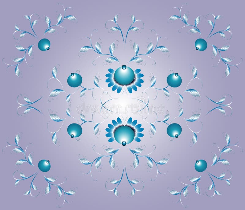 Pattern of Beautiful Blue Flowers on a Blue Base Stock Vector ...