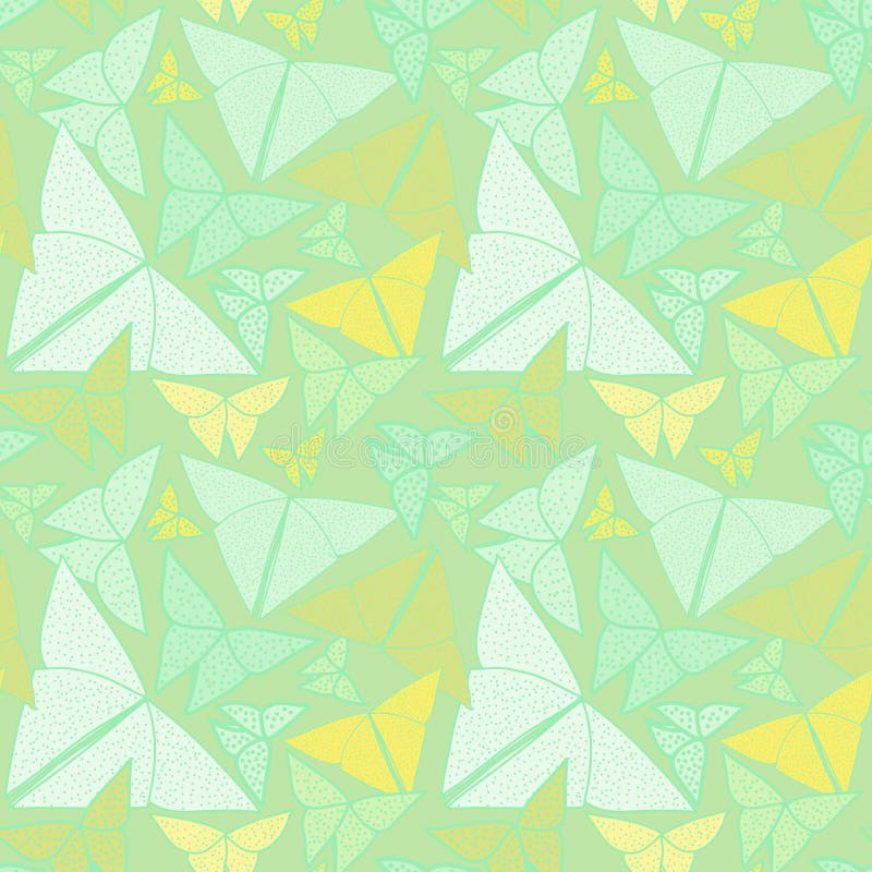 Pattern with Beautiful Origami Butterflies Drawing. Seamless Bac Stock ...