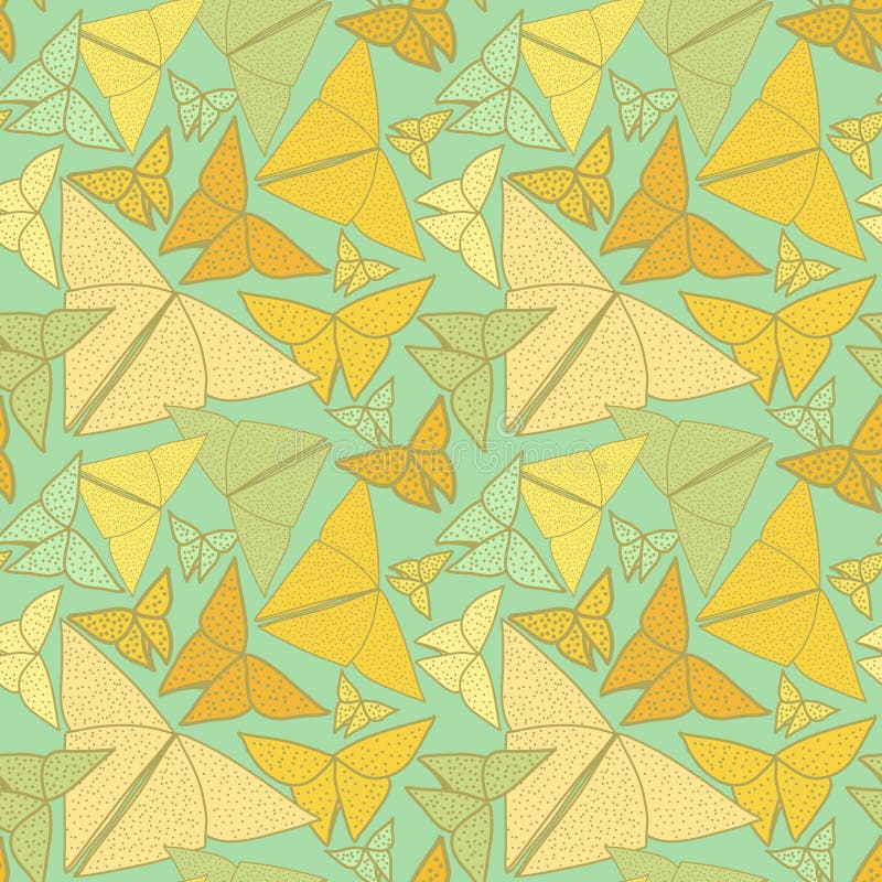 Pattern With Beautiful Origami Butterflies Drawing. Seamless Bac Stock ...