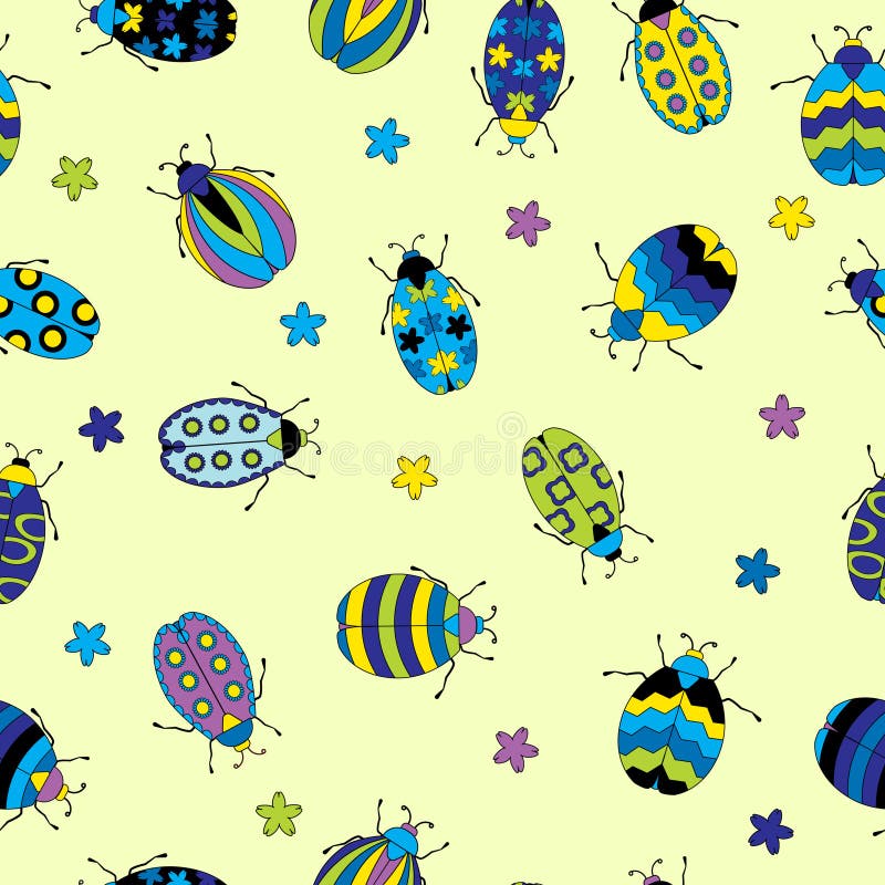 Pattern of beetles stock vector. Illustration of decoration - 300653629