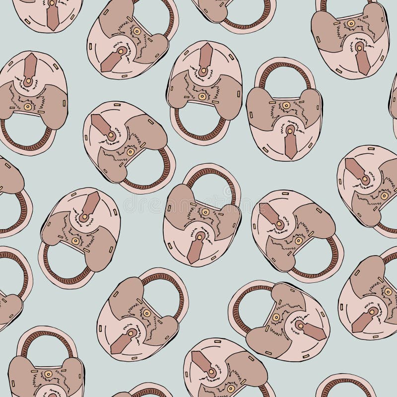 Pattern of Beige Door Locks on a Blue Background. Sketch Stock Vector ...