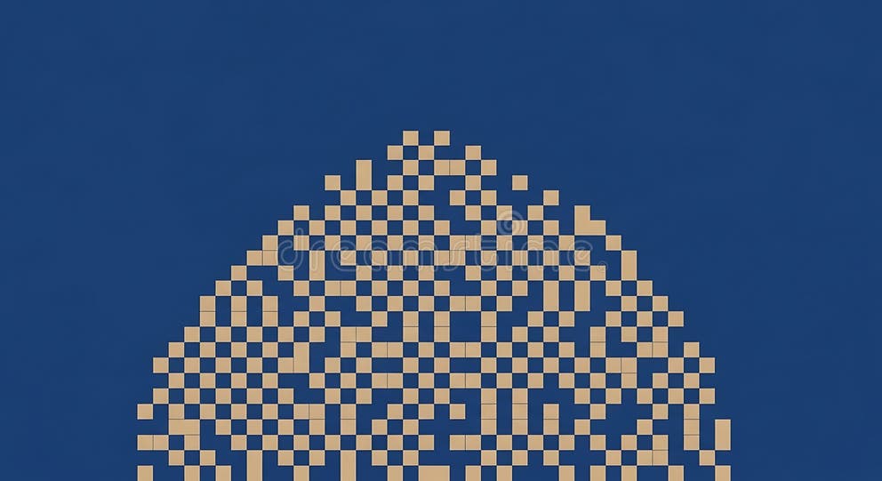 A Pattern of Beige Squares Forms a Pyramid-like Shape Against a Solid ...