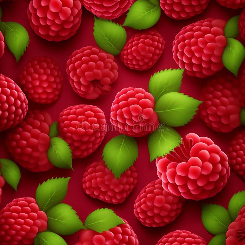 Pattern with Berries and Raspberry Leaves 1 Stock Illustration ...