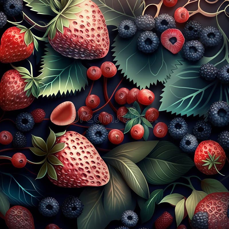 Pattern Berry Fruit, Wallpaper Stock Illustration - Illustration of ...
