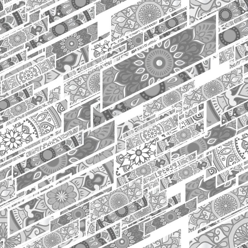 Pattern from Beveled Rectangles with Mandala Stock Vector ...