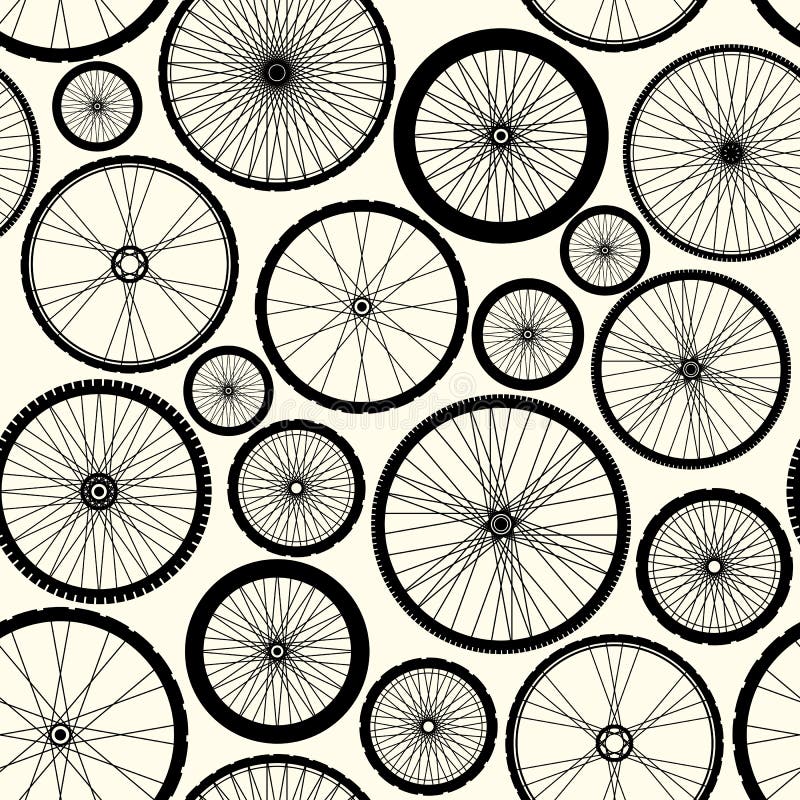 Seamless Pattern with Bicycle Wheels Stock Vector - Illustration of ...