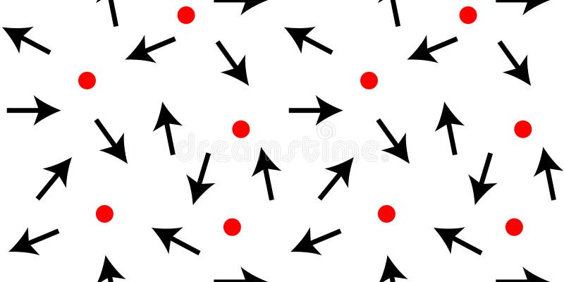 Pattern of Black Arrows and Red Dots on a White Background Creates ...