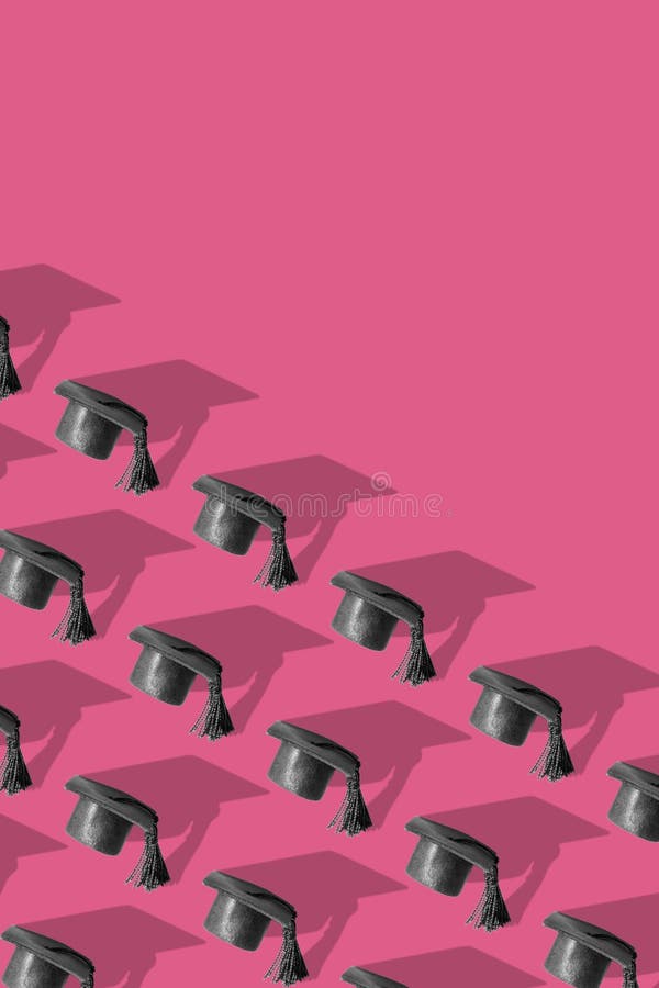 Pattern with Black Graduated Cap on Color Background with Copy Space ...